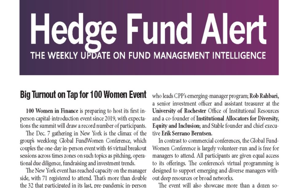 Hedge Fund Alert Reports Big Turnout on Tap for 100WF’s 2023 Global ...